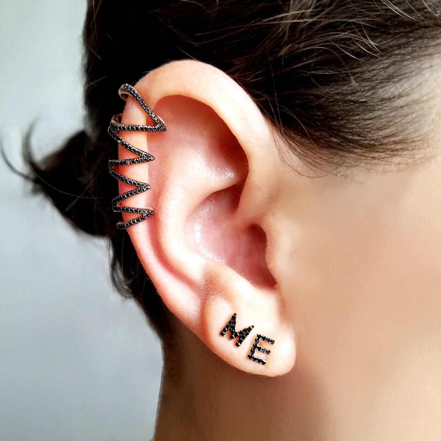 Gold & Black Diamond Ear Topper - earrings - Ear Stylist by Jo Nayor ...