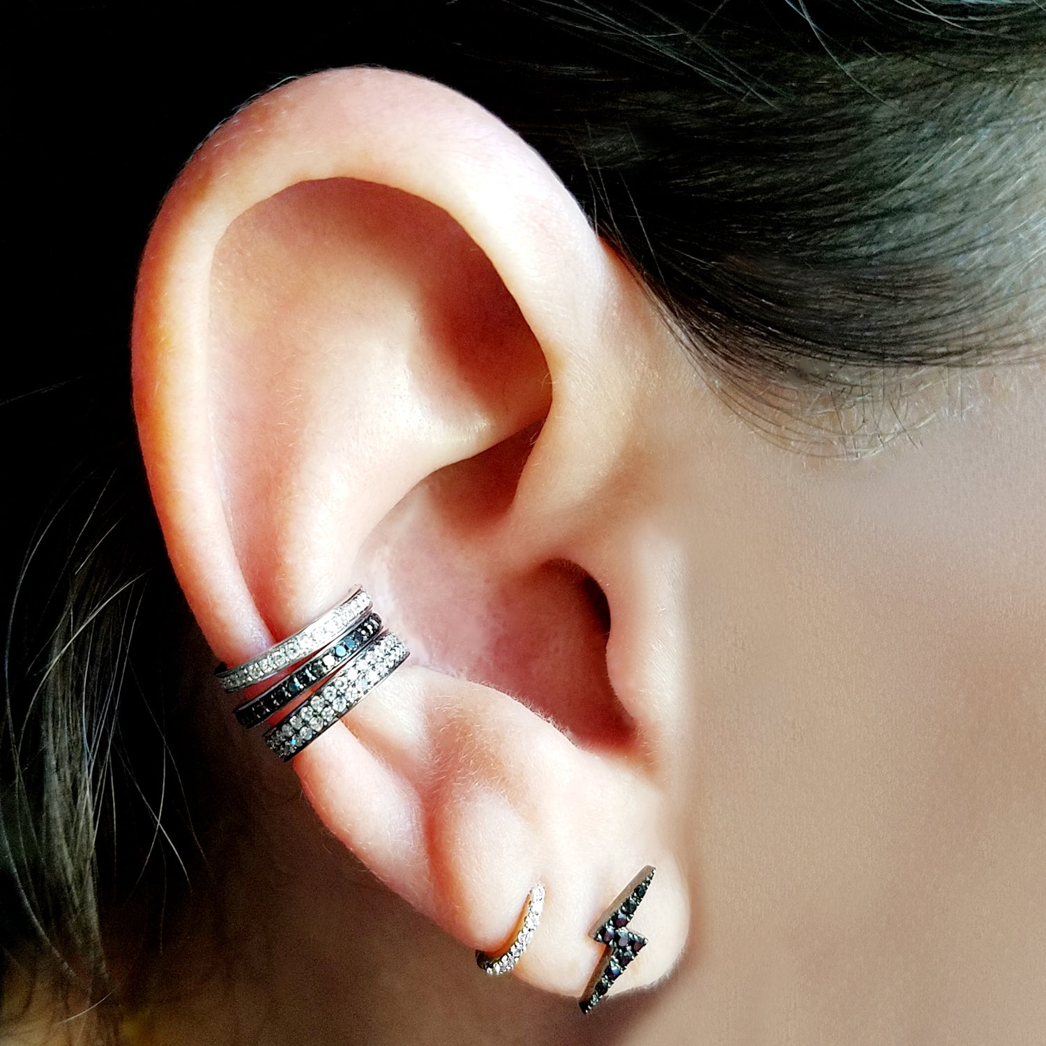 14K Gold and Diamond Eternity Micro Hoops - Designer Earrings - The ...