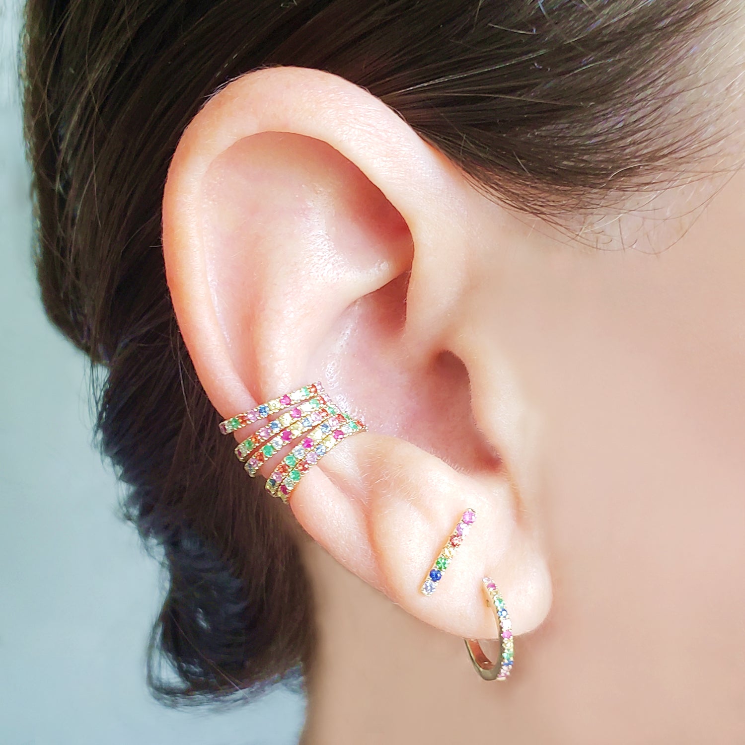 Rainbow Ear Cuff - Designer Earrings - The EarStylist – The Ear Stylist ...