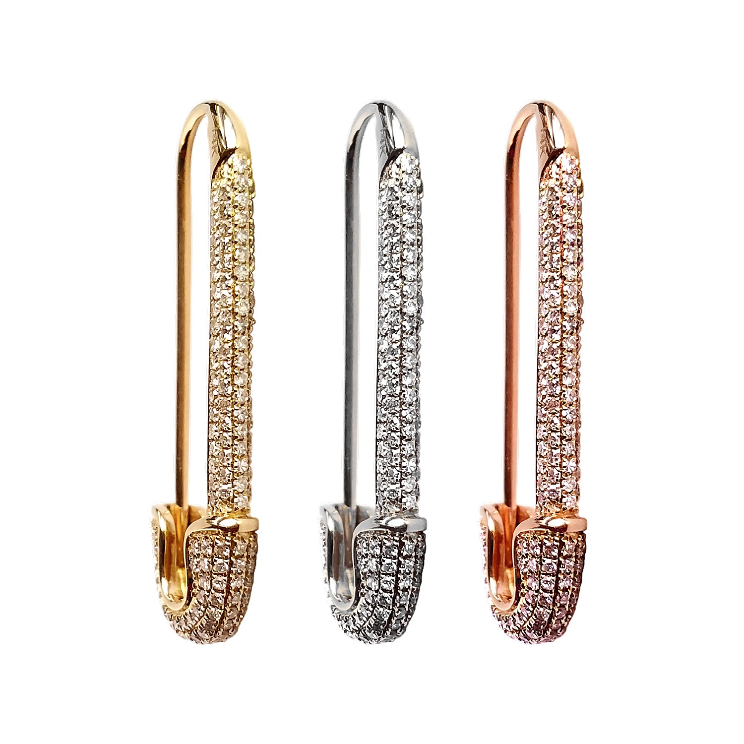 Jumbo 14K Gold and Diamond Safety Pin Earring – The Ear Stylist by Jo Nayor